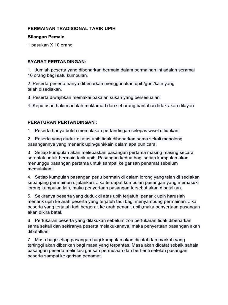 Permainan Tradisional Tarik Upih | PDF