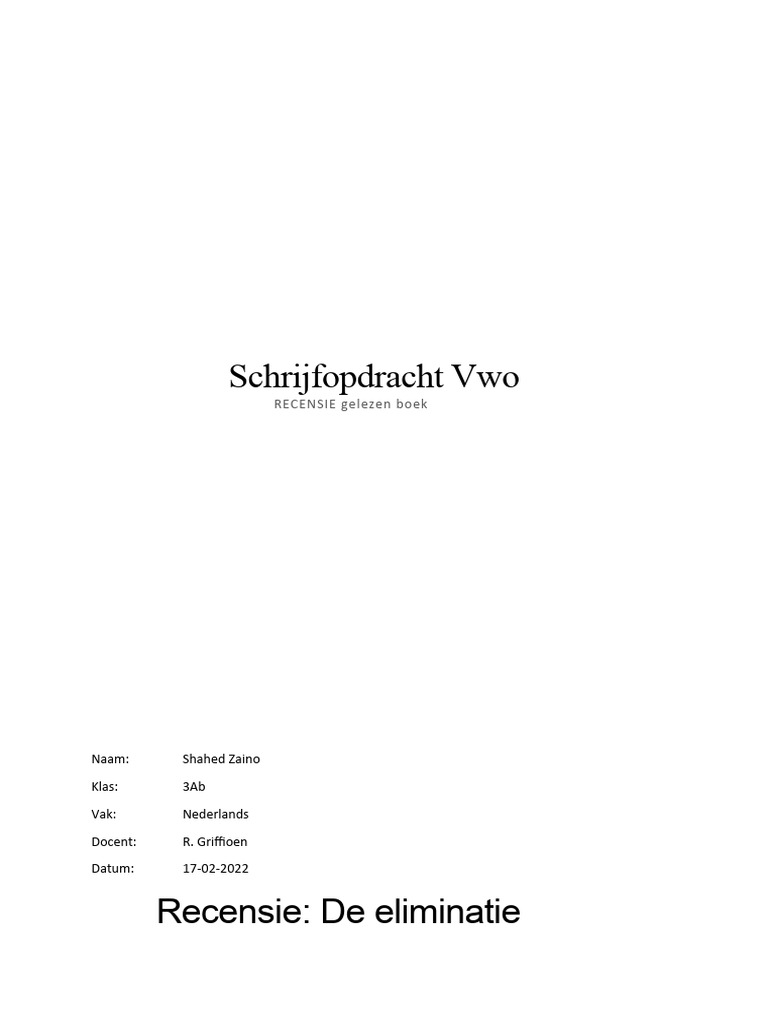 Recensie Eliminatie | PDF
