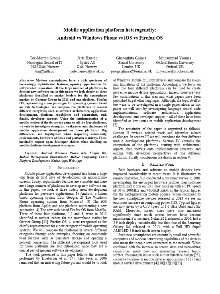 Mobile Application Platform Heterogeneity Android Vs Windows 4678qd974t Pdf Android
