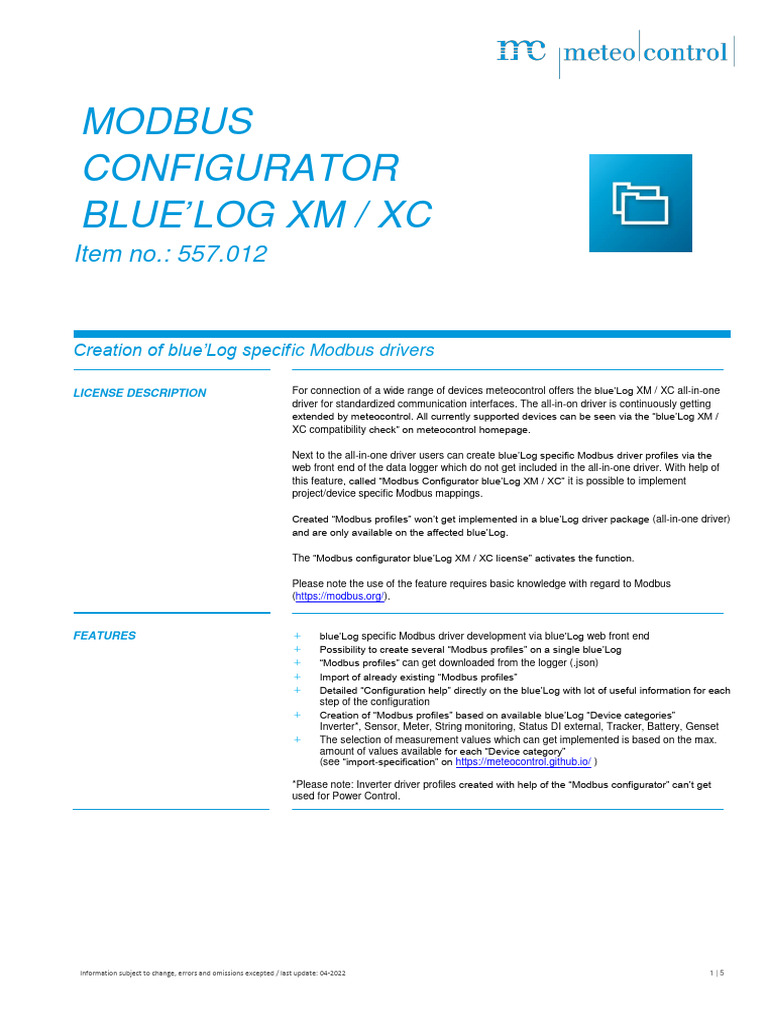 1.DB Modbus Configurator Bluelog XM XC en | PDF | Systems Engineering | Computer Engineering
