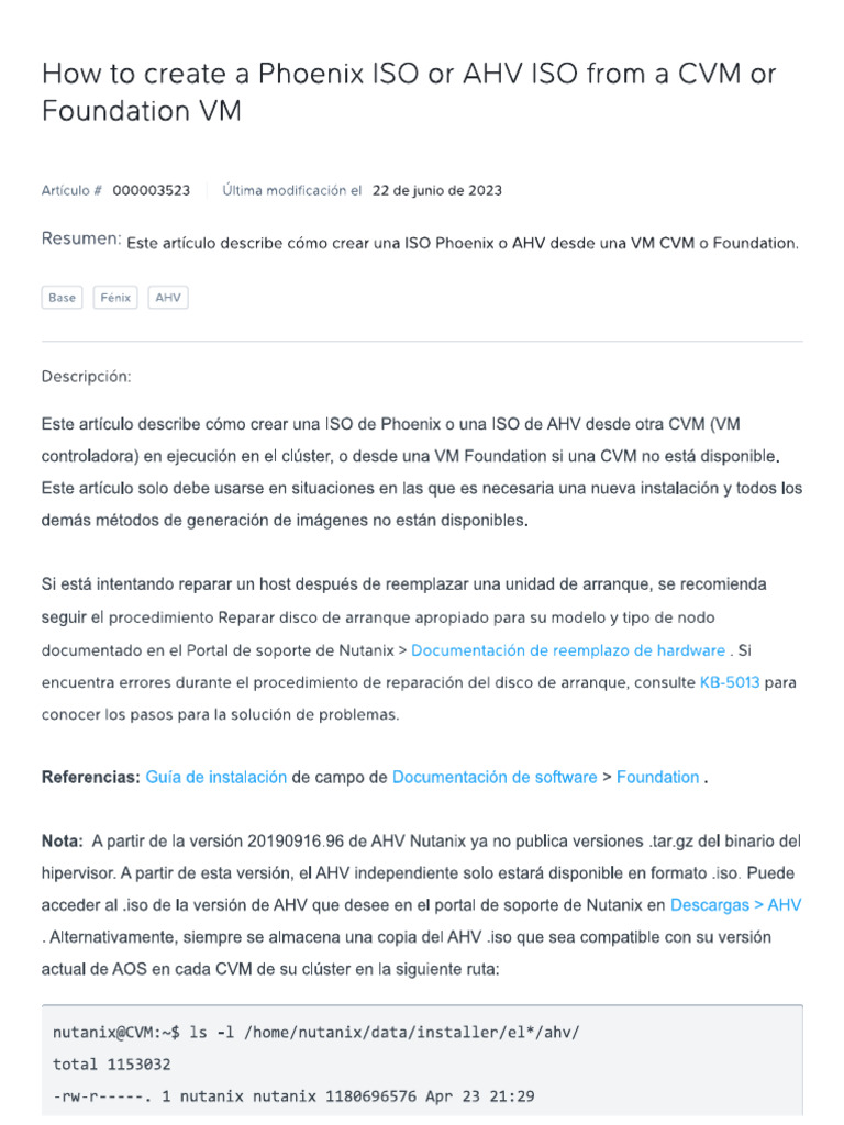Como Crear Una ISO Phoenix o Una ISO AHV Desde Una VM CVM o Foundation ...