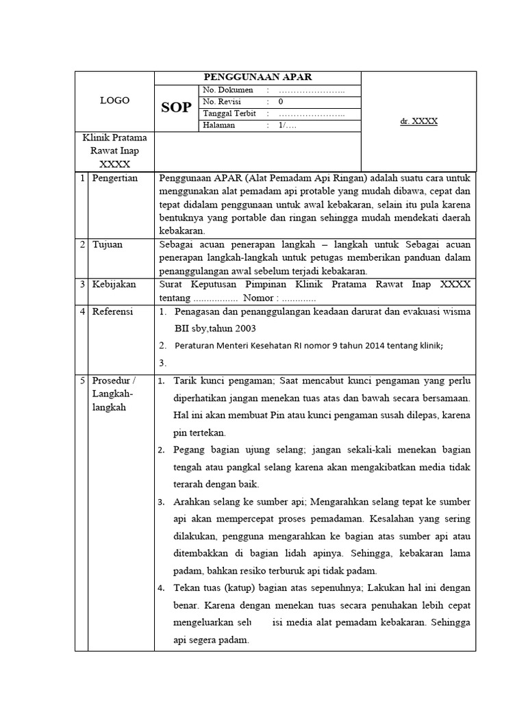 TKK 3 Ep 7 Sop Penggunaan Apar | PDF