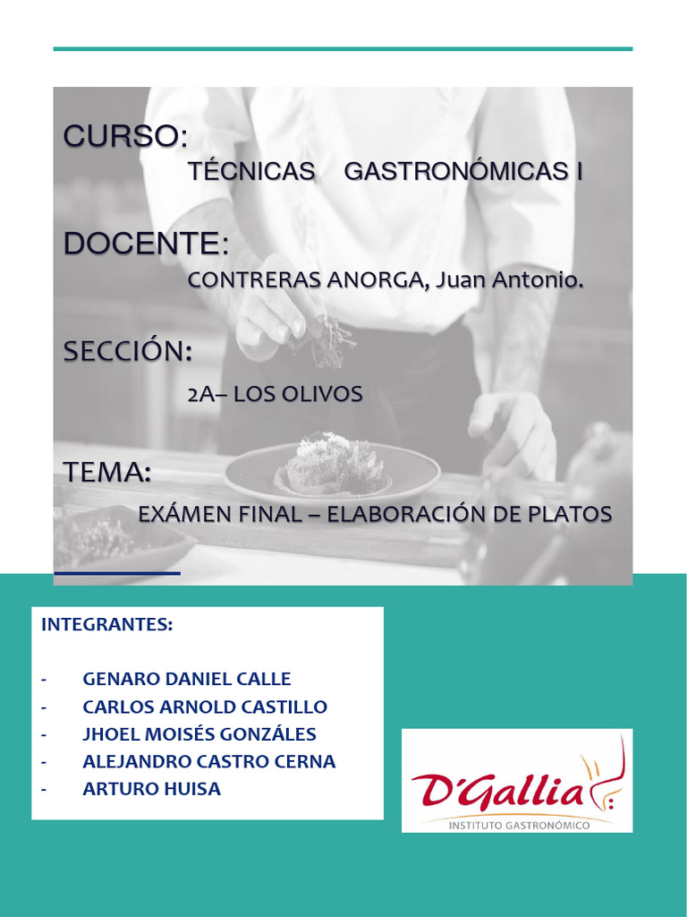 Técnicas Gastronómicas: Siflets y Platos | PDF | Cocinando | ensalada