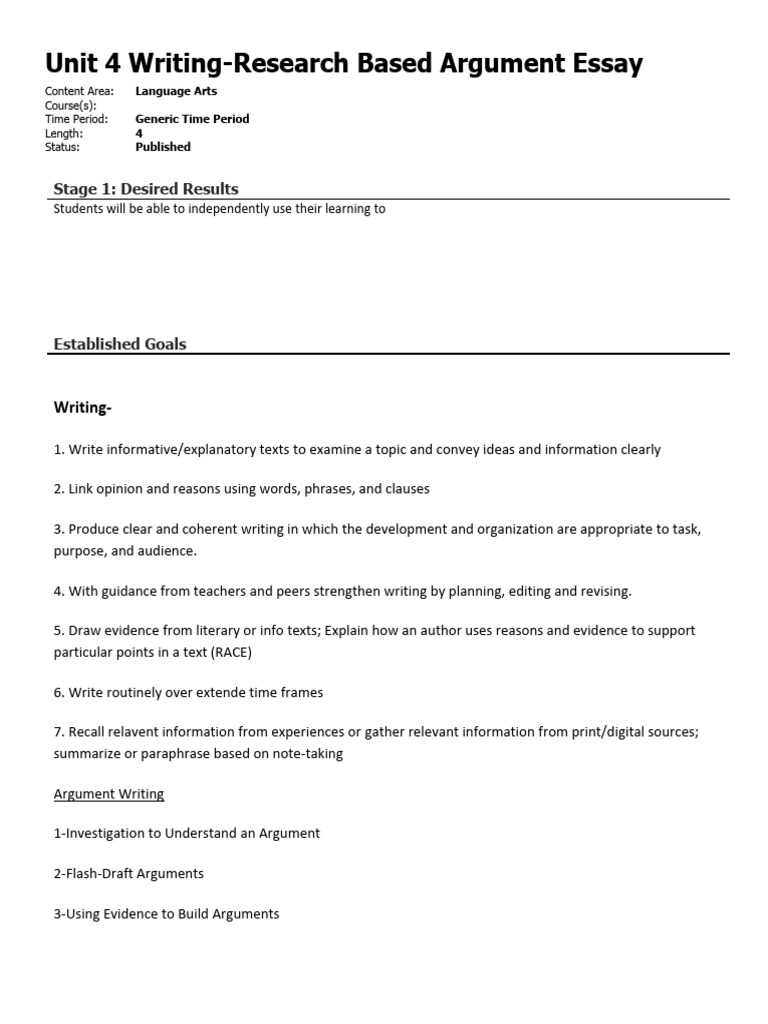 Grade 5 Unit 4 Writing Research Based Argument Essay 20170804143308 ...