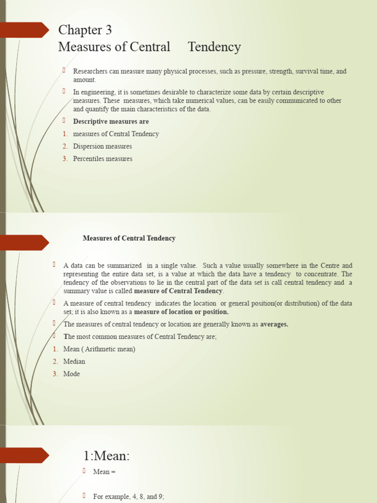 Chapter 3 | PDF | Mean | Arithmetic Mean