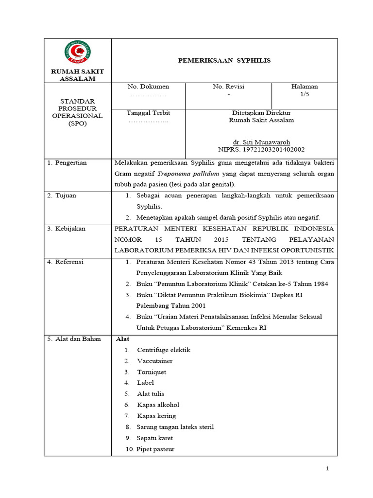 Spo Lab Syphilis | PDF