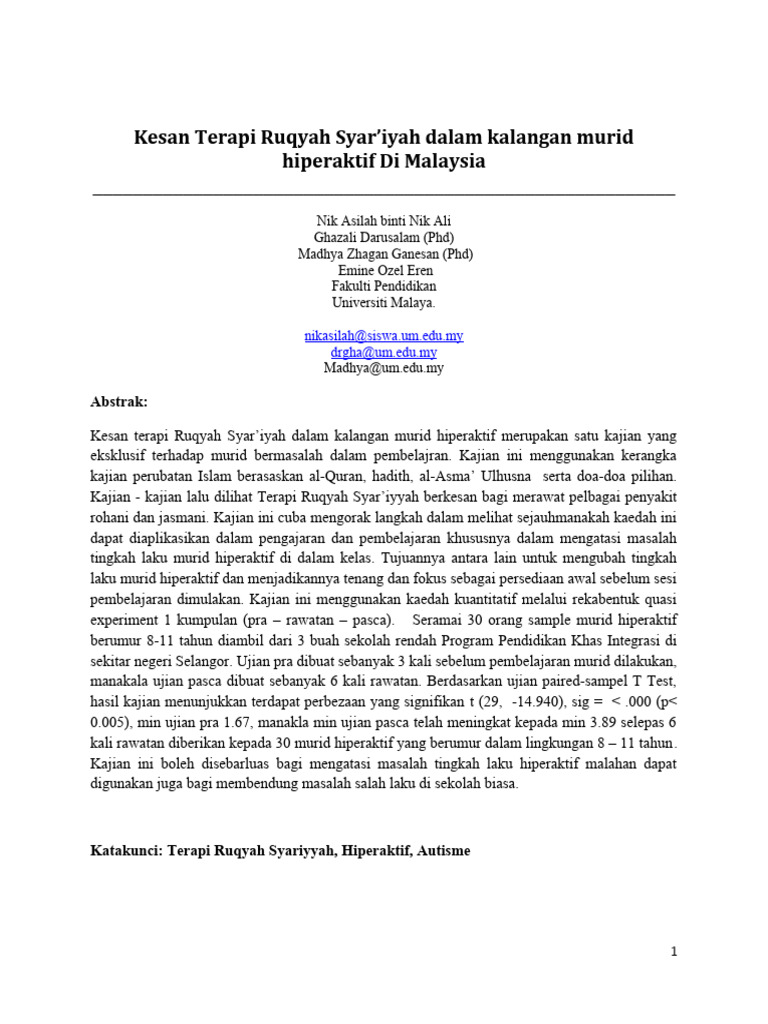 Kesan Terapi Ruqyah Syariyah Dalam Kalan | PDF