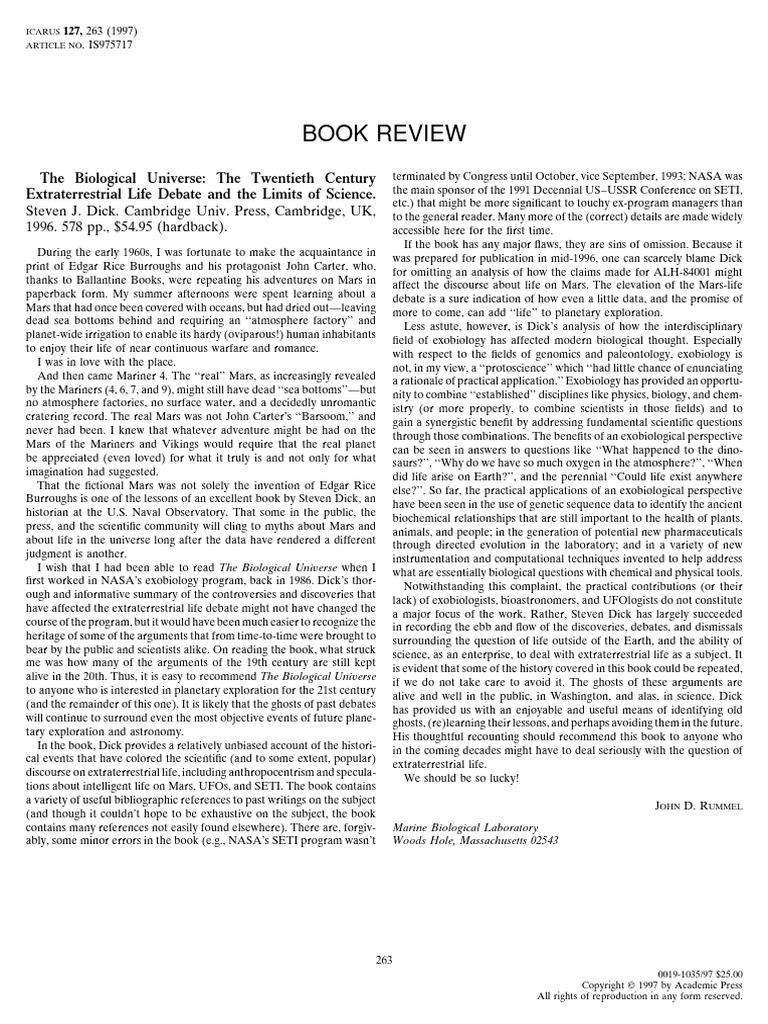 Book Review: The Biological Universe: The Twentieth Century ...