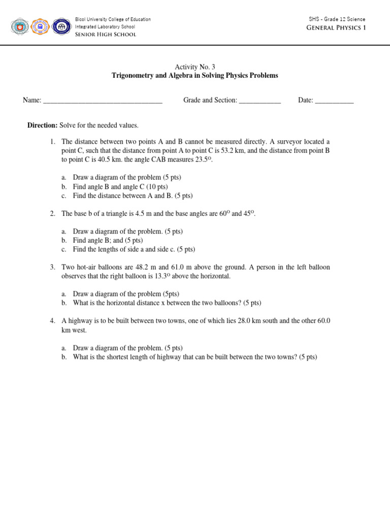 Ing Trigonometry and Algebra in Solving Physics Problems | PDF
