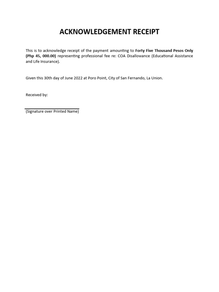 Acknowledgement Receipt | PDF