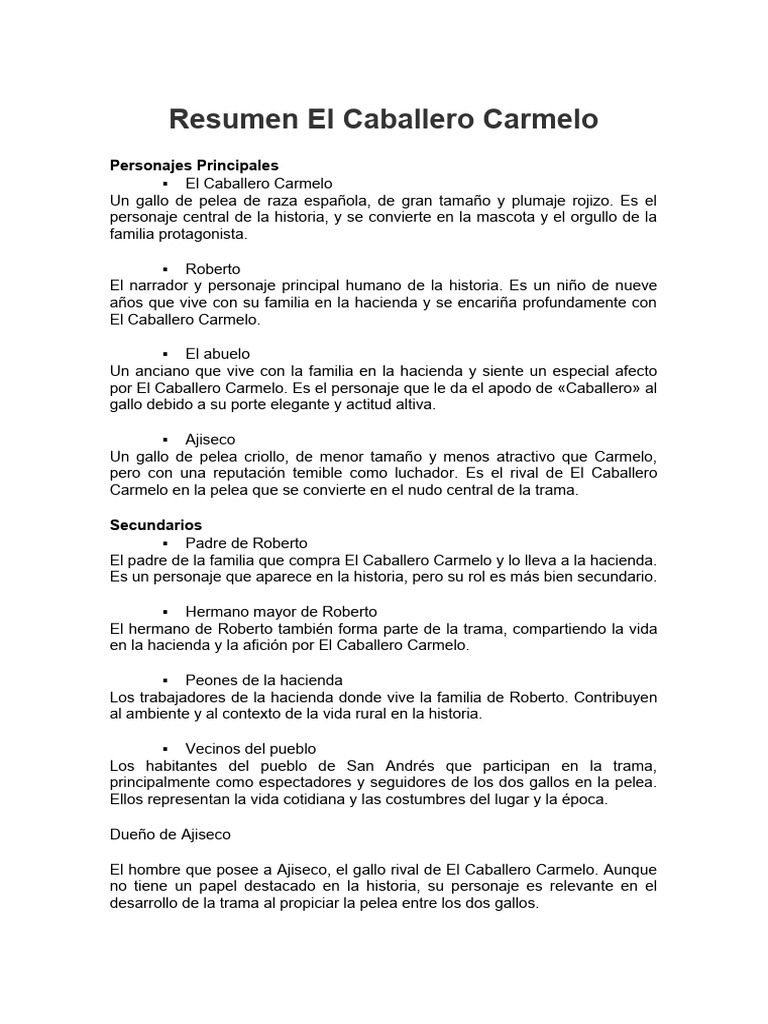 Resumen El Caballero Carmelo | PDF