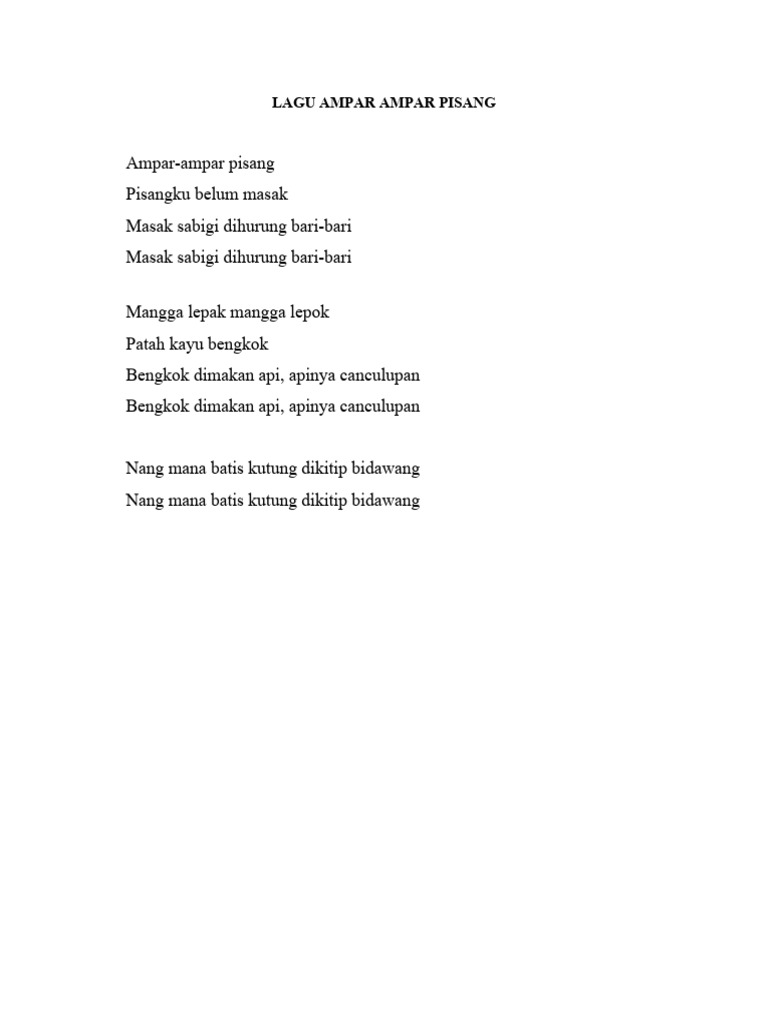Lirik Lagu Ampar-Ampar Pisang | PDF | Memasak, Makanan, & Anggur