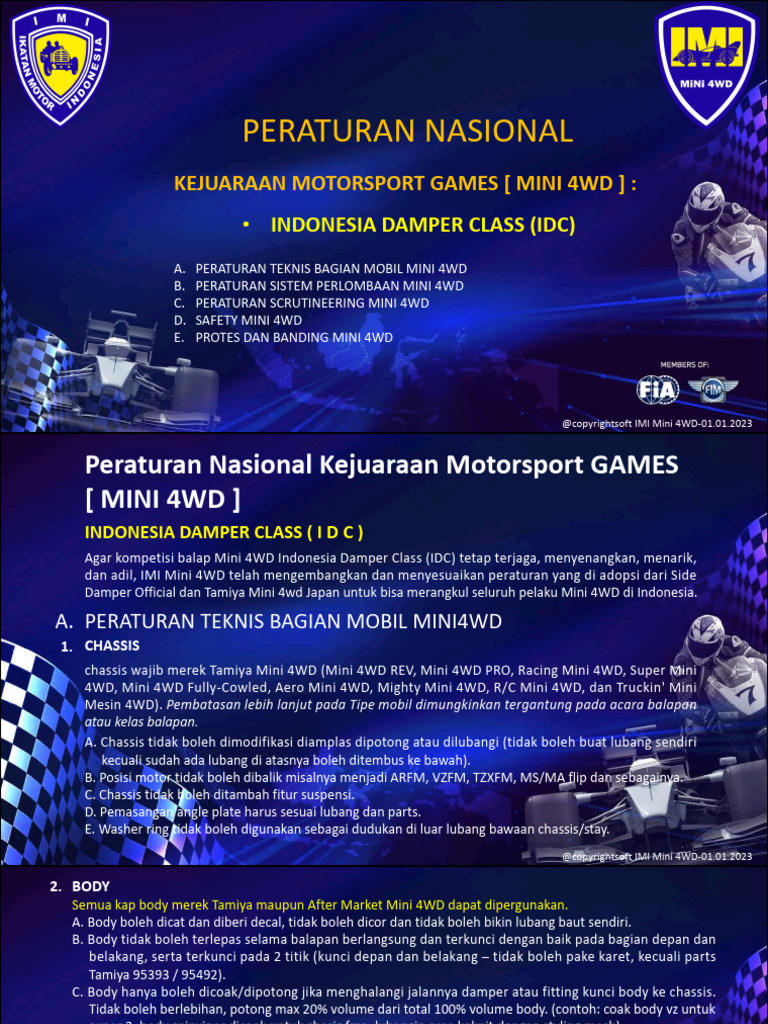 Peraturan - Mini 4WD Imi 2023 | PDF