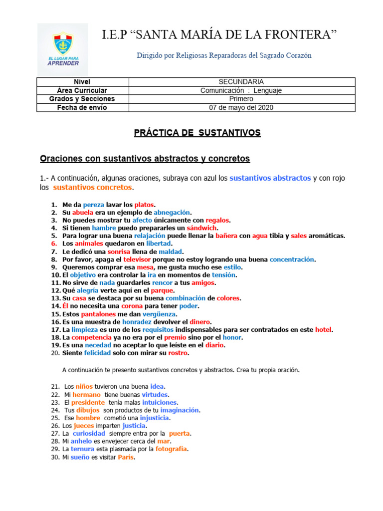 Practicamos Sustantivos Con Segundo | PDF