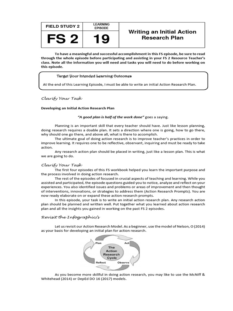 Field Study 2 Episode 19 | PDF | Action Research | Learning