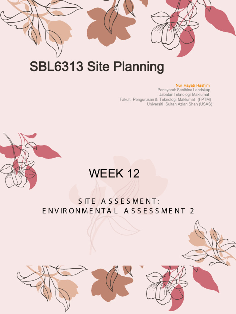 SBL 6313 Site Planning Week 12 | PDF | Nonlinear System | Natural ...