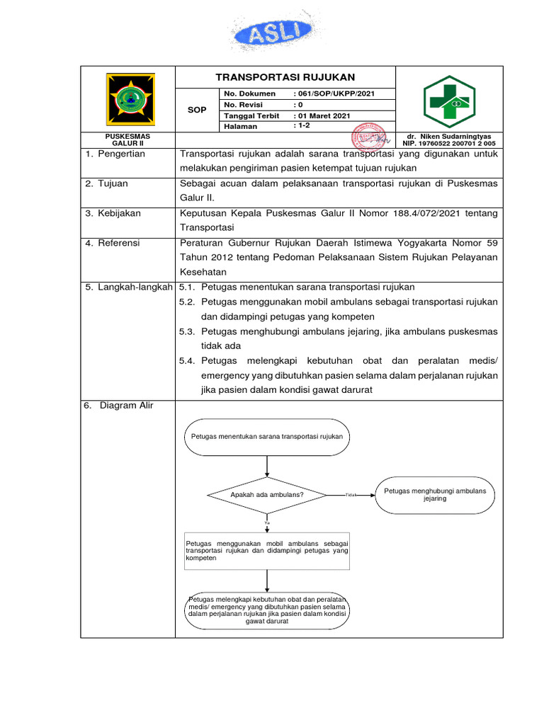 Sop Transportasi Rujukan | PDF