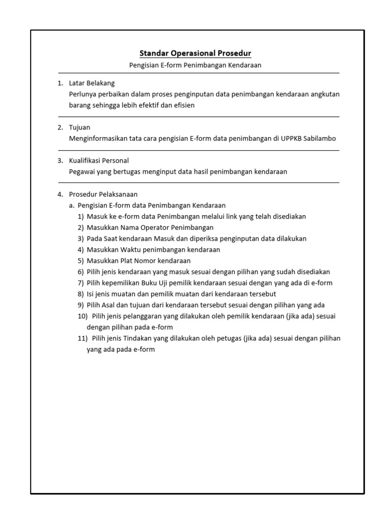 Standar Operasional Prosedur | PDF