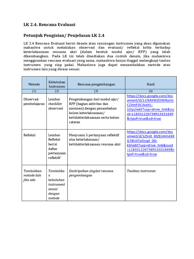 LK 2.4. Rencana Evaluasi | PDF