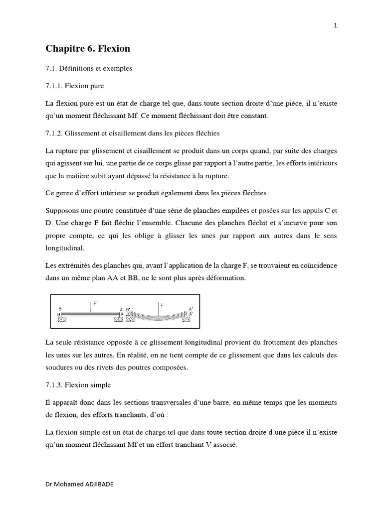 Chapitre 6 - Flexion | PDF | Flexion (matériau) | Résistance des matériaux