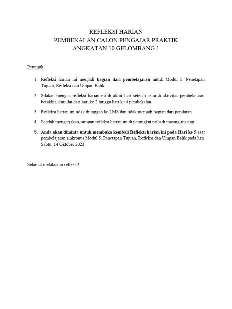 A10.g1 - Lembar Refleksi Harian Mandiri (Hari Ke 2 SD Hari Ke 4) CPP ... A10.g1 - Lembar Refleksi Harian Mandiri (Hari Ke 2 SD Hari Ke 4) CPP ...