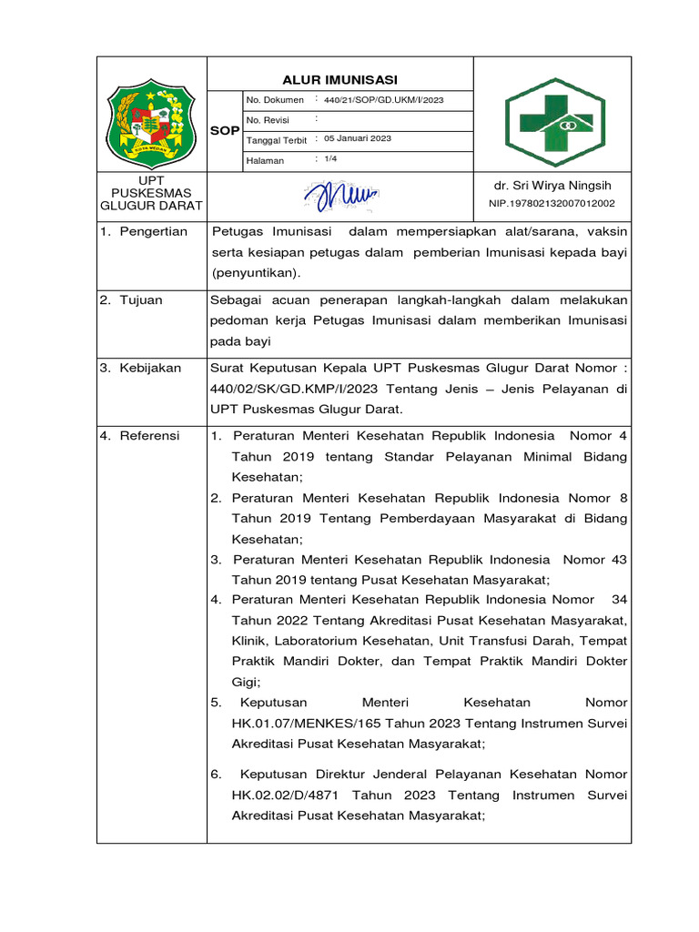 Sop Alur Imunisasi | PDF