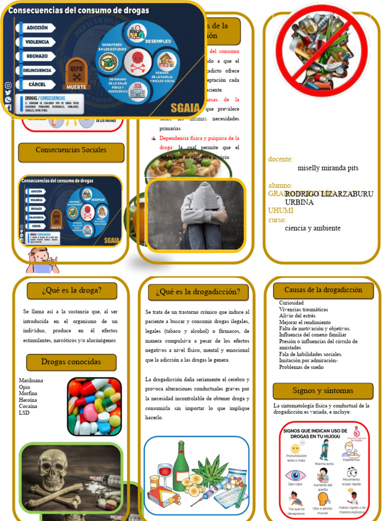 Triptico La Drogadiccion | PDF | La dependencia de sustancias | Drogas