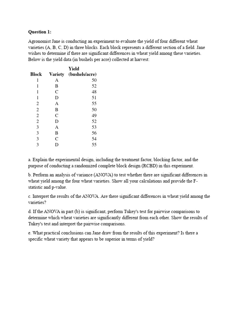 Example RCBD | PDF | Analysis Of Variance | Experiment