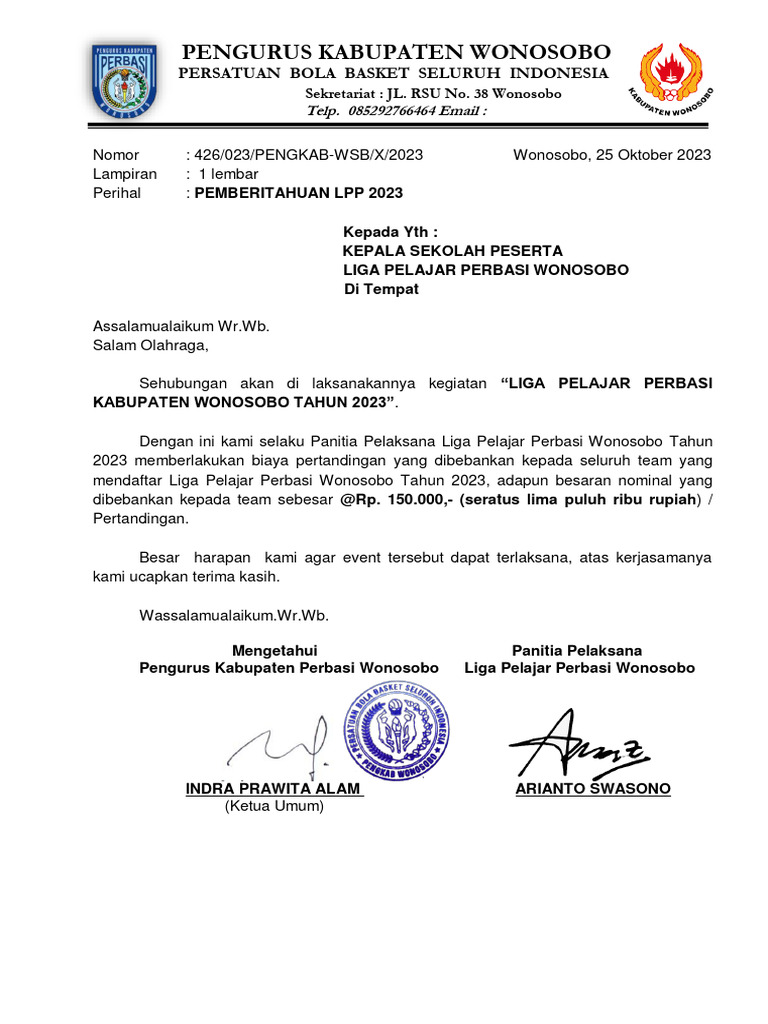 Pemberitahuan LPP 2023 (Kepala Sekolah) | PDF
