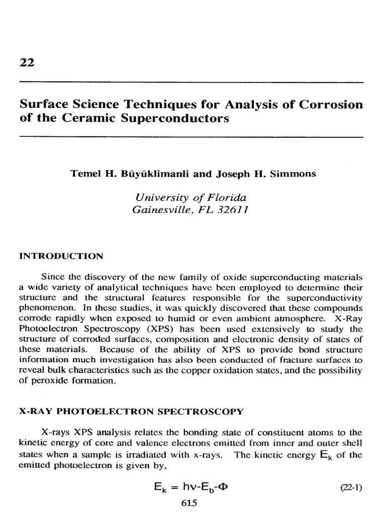 Surface Science Techniques For Analysis of Corrosion of The Ceramic ...