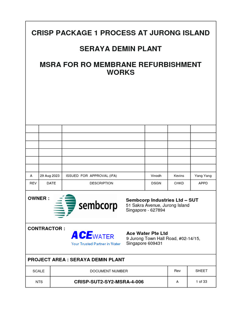 CRISP-SUT2-SY2-MSRA-4-006 - RA - MSRA RO Membrane Refurbishment Works ...