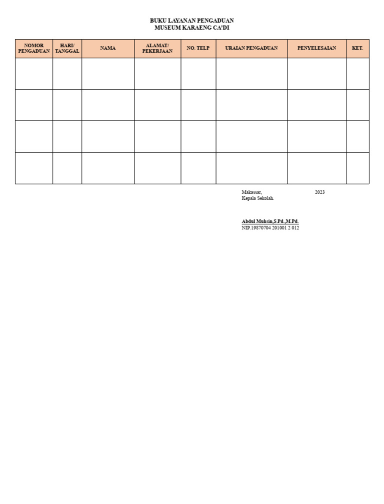 Buku Layanan Pengaduan | PDF