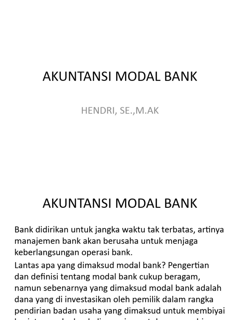 Akuntansi Modal Bank | PDF | Pengelolaan Keuangan & Uang