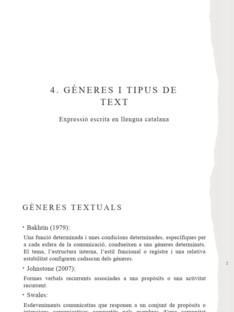 Gèneres I Tipus de Text | PDF