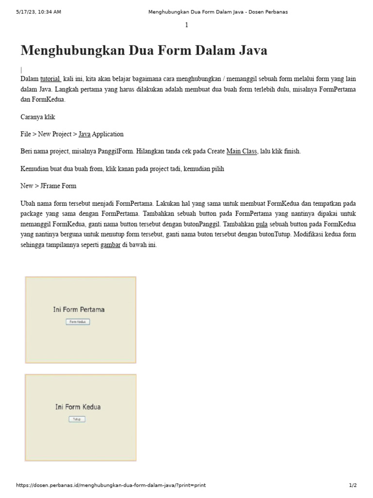 Menghubungkan Dua Form Dalam Java - Dosen Perbanas | PDF