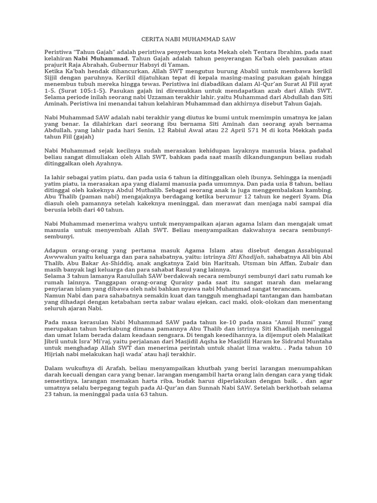 Cerita Nabi Muhammad Saw | PDF