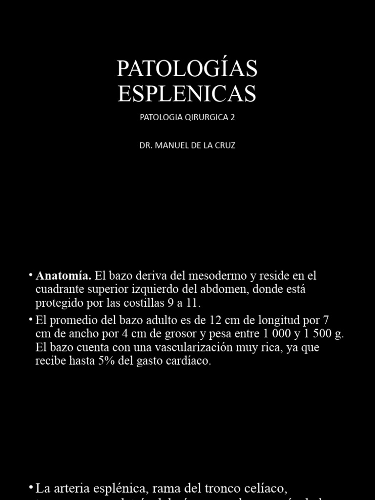 PQ2 Patologías Esplenicas | PDF | Bazo | Medicina