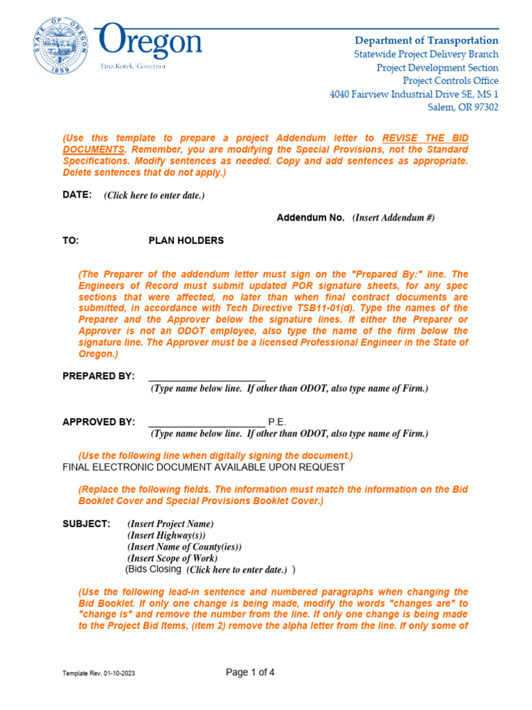 Addendum Template | PDF | Addendum