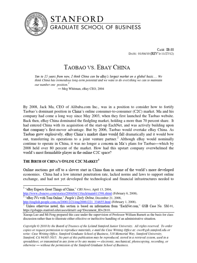 Case 5 Taobao Vs Ebay | PDF | E Bay | Debit Card
