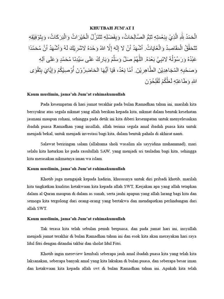 Khutbah Jum | PDF