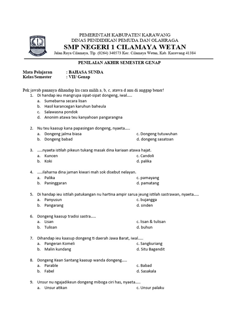 Soal PTS SMT Genap 2022-2023 | PDF