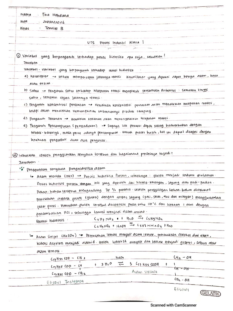 Latihan UTS Proses Industri Kimia I | PDF