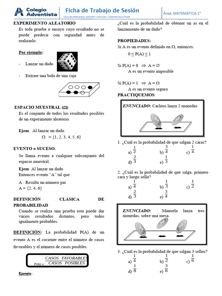 Experimento Aleatorio 1° | PDF | Aleatoriedad | Probabilidad