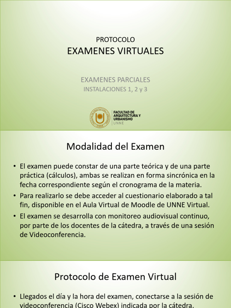 Protocolo para Exámenes Virtuales UNNE | PDF