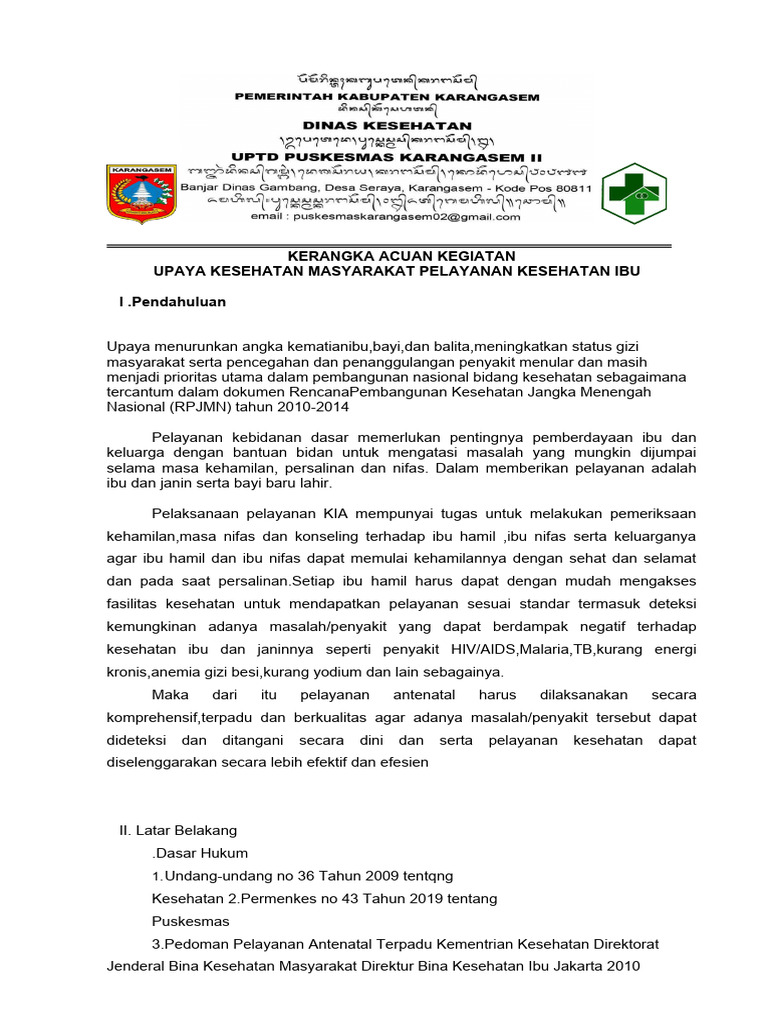 4.2.1B Kak Terkait Program Penurunan Jumlah Kematian Ibu Dan Bayi | PDF | Kesehatan Holistik