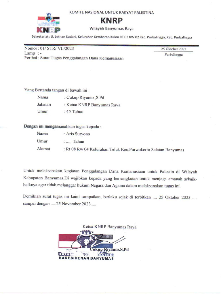 Surat Tugas KNRP | PDF
