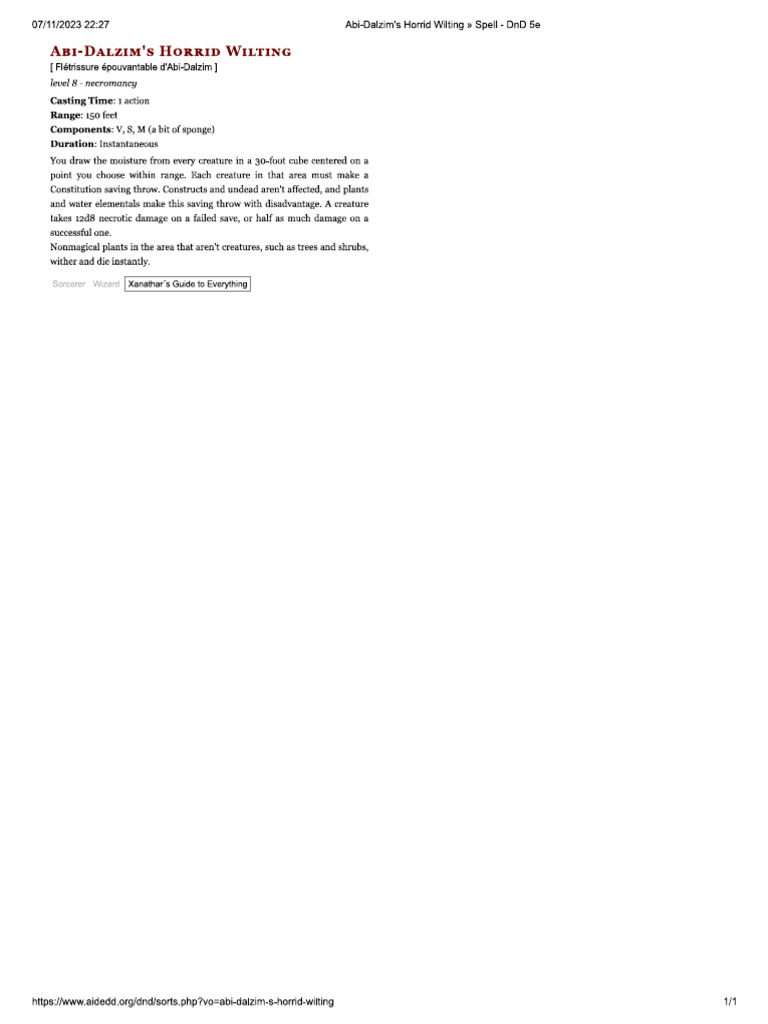 Abi-Dalzim's Horrid Wilting | PDF