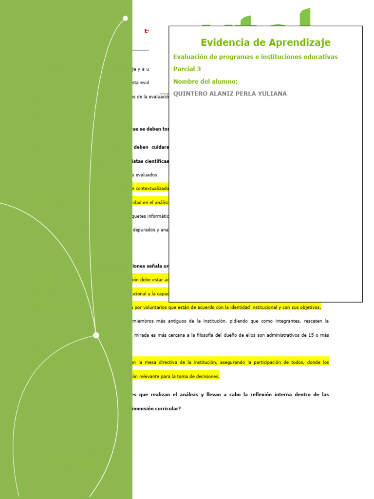 Evidencia de Aprendizaje 3 | PDF | Evaluación | Aprendizaje