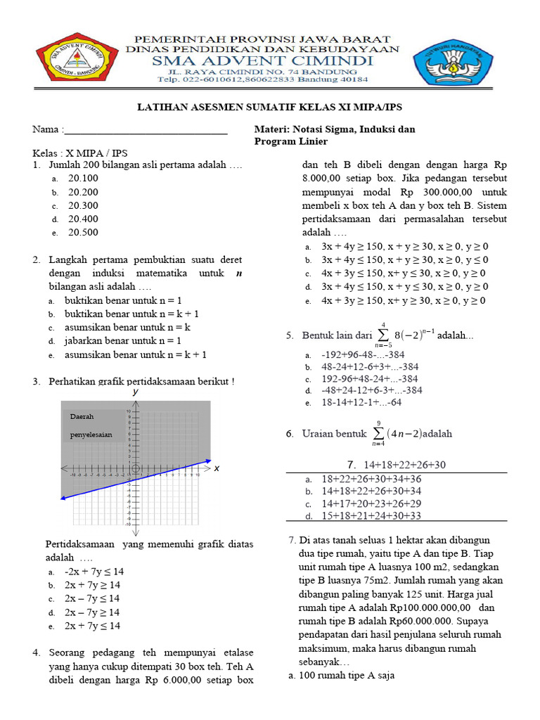 Asesmen Sumatif Kelas Xi Mipa | PDF