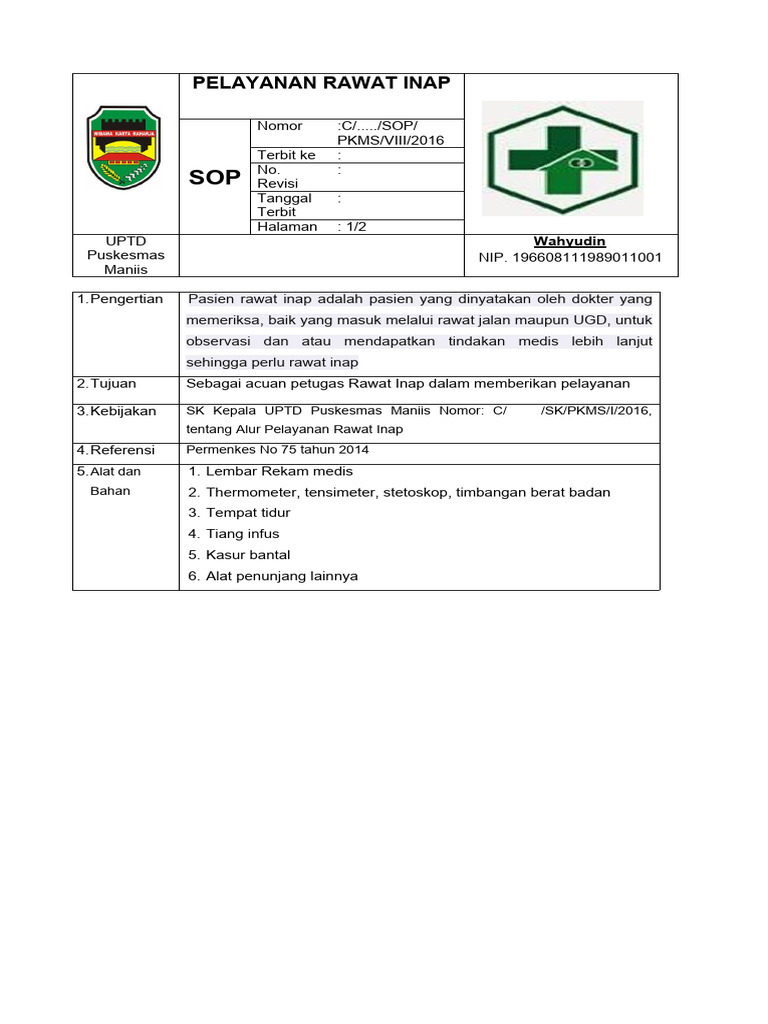 SOP RANAP MANIIS Fix | PDF